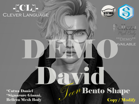 Second Life Marketplace - - [Clever Language] - David Teen SHAPE (DEMO)