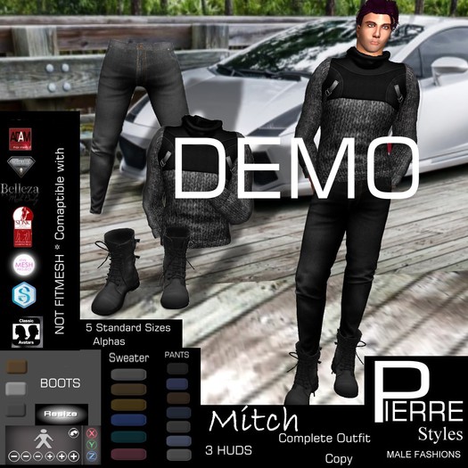 Second Life Marketplace - PierreStyles MITCH Outfit-DEMO-bag-Classic ...