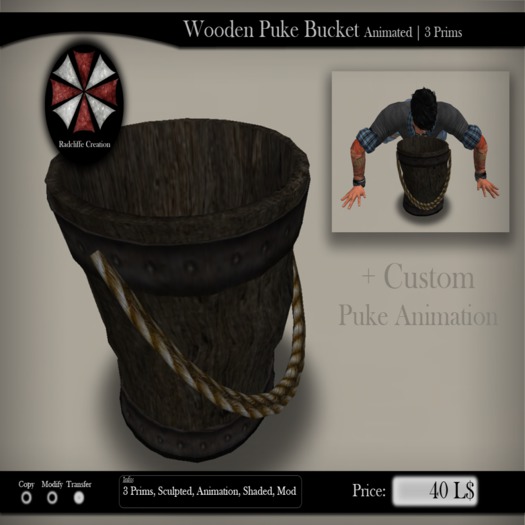 Second Life Marketplace - RcC Wooden Puke Bucket