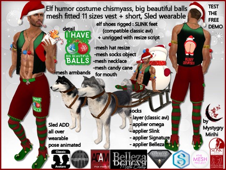 Second Life Marketplace - DEMO free Elf santa helper men costume 7 ...