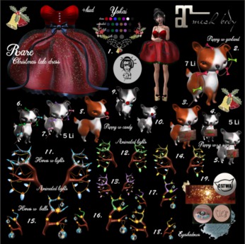 Second Life Marketplace - 15.Yokai - Snowflake - Horns with balls (blue)