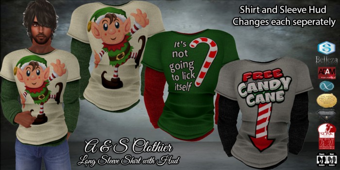 Second Life Marketplace - A & S Clothier Candy Elf Ethan Tee