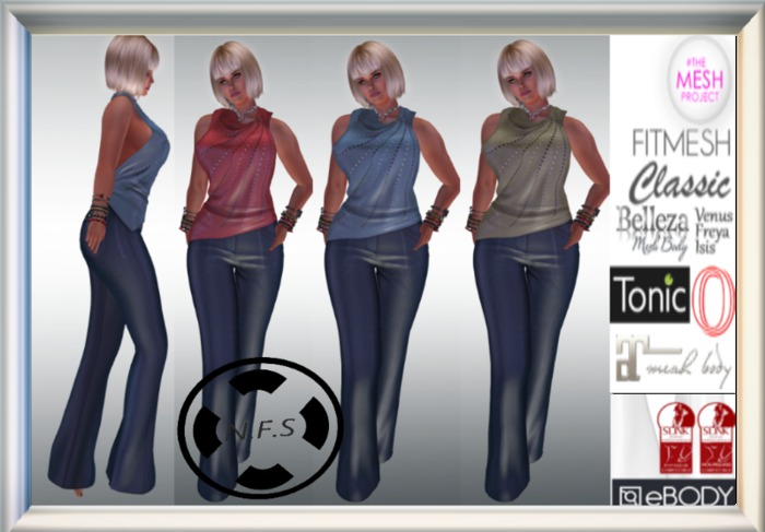 Second Life Marketplace - NFS 175198 White pants sleevess pinned cowl ...