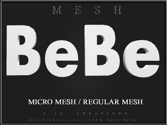 Second Life Marketplace - T-3D Creations [ BeBe- A ] Micro and Regular ...
