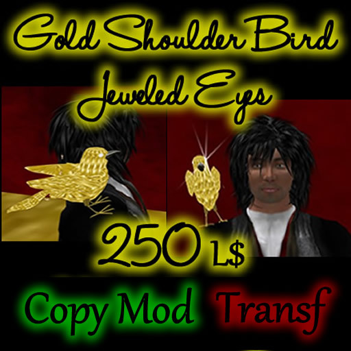 Second Life Marketplace - Gold talking Shoulder pet Bird Diamond eyes