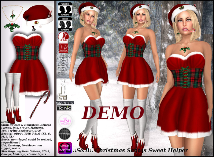 Second Life Marketplace - .:S&B:. Christmas Santas Sweet Helper Demo