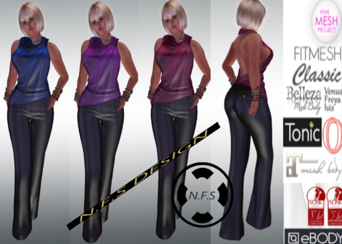 Second Life Marketplace - NFS 175199 White pants sleevess pinned cowl ...
