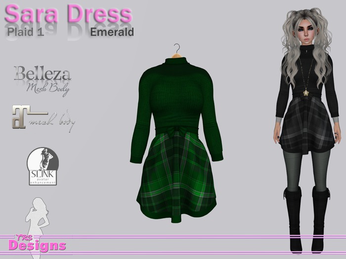 Second Life Marketplace - Sara Dress Plaid 1 Emerald