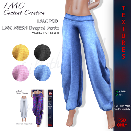 Second Life Marketplace - LMC PSD - Draped Pants - Textures & PSD ONLY