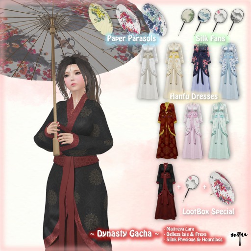 Second Life Marketplace - NYU - Dynasty Silk Fan, Blue