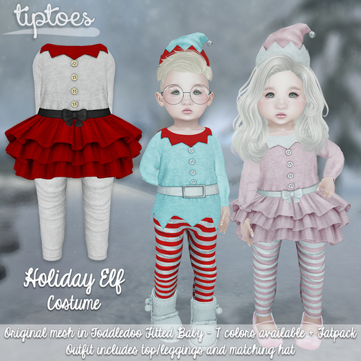 Second Life Marketplace Tiptoes Holiday Elf Dress Costume White