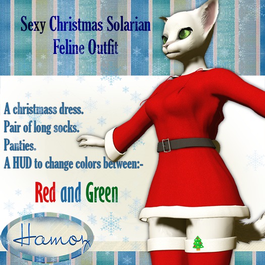 Second Life Marketplace - Hamoz - Sexy Christmas Solarian Feline Outfit
