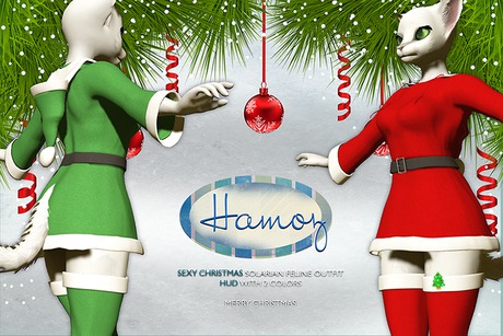 Second Life Marketplace - Hamoz - Sexy Christmas Solarian Feline Outfit