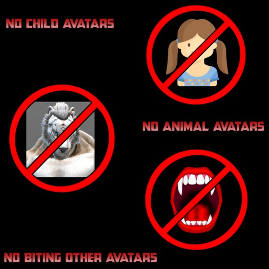Second Life Marketplace - No Biting No Child No Animal Sign - Black