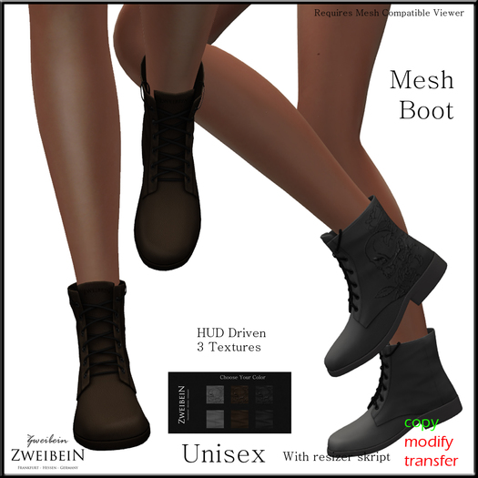 Second Life Marketplace - Zweibein Mesh Military Boot Unisex 3 Textures ...