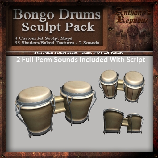 Second Life Marketplace - Bongo Drum Sculpt Pack, Sculpted Percussion ...