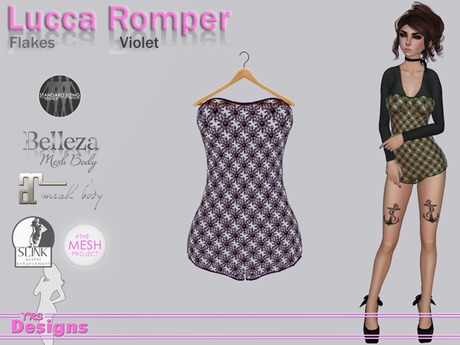 Second Life Marketplace - Lucca Romper Flakes Violet