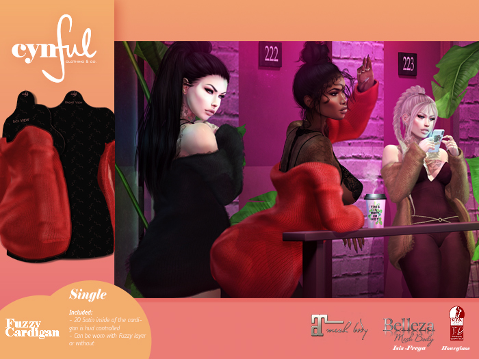 Second Life Marketplace - [Cynful] Fuzzy Cardigan - Red [Maitreya Lara ...