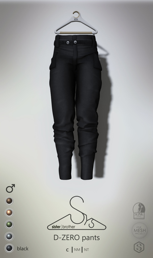 Second Life Marketplace - [sYs] D-ZERO pants M (fitted & body mesh) - black