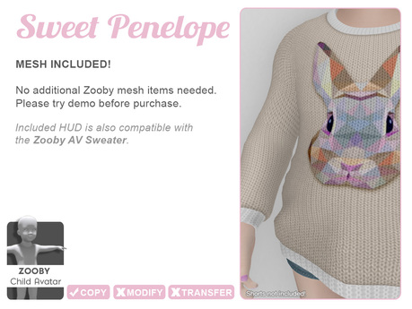 Second Life Marketplace - [*SP*] Polygon Animal Sweater (Rabbit) for ...