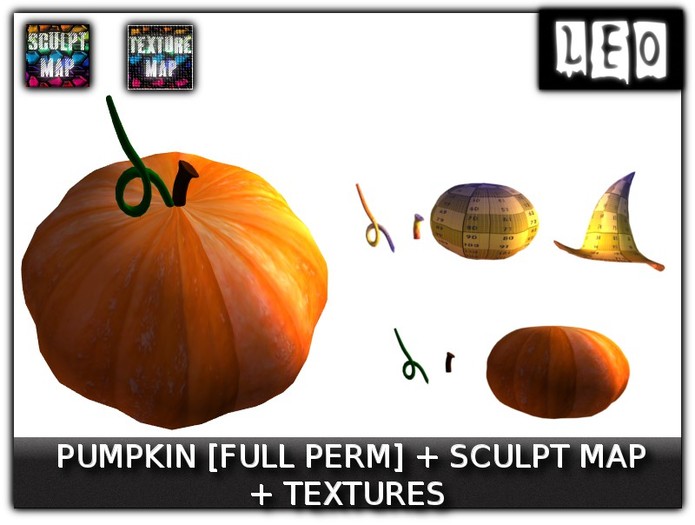 Second Life Marketplace - PUMPKIN - FULL PERM - UV MAP + TEXTURES + HAT ...