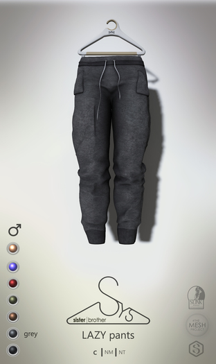 Second Life Marketplace - [sYs] LAZY pants (Male body mesh) - grey