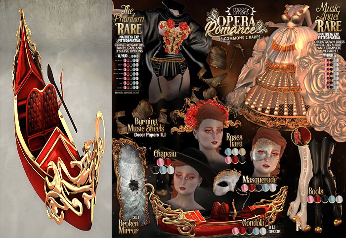 Second Life Marketplace - :Moon Amore: Opera Romance / Gondola - Rouge