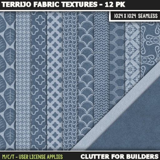 Second Life Marketplace - Clutter - TerriJo Fabric Textures - 12PK