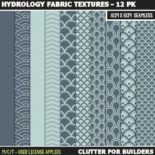 Second Life Marketplace - Clutter - Hydrology Fabric Textures - 12PK