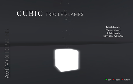 Second Life Marketplace - .:: AM ::. Cubic Mesh Lamp - TRIO Set, Menu ...