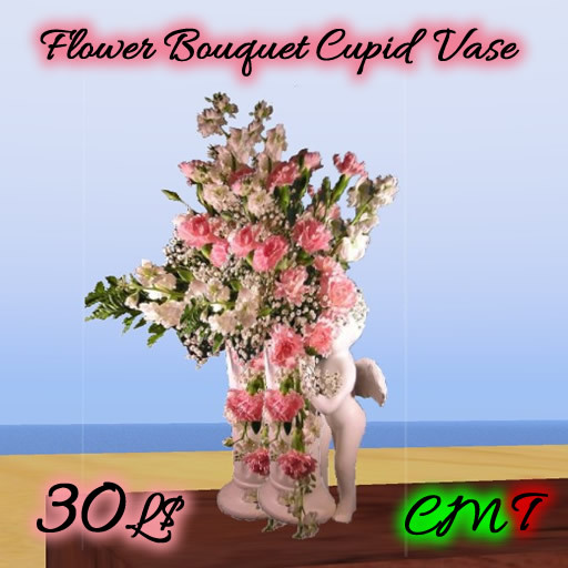Second Life Marketplace - flower Bouquet cupid vase
