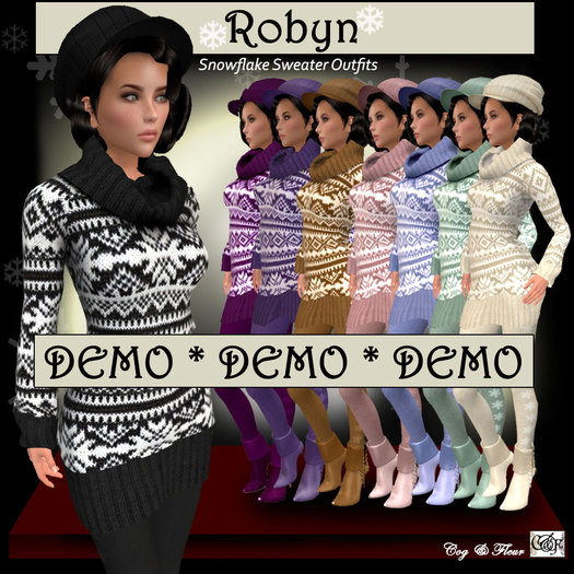 Second Life Marketplace - C&F Robyn Winter Snowflake Outfit Bundle DEMO