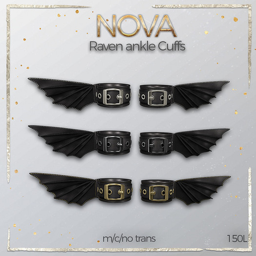 Second Life Marketplace - Nova -- Raven cuffs -- Black