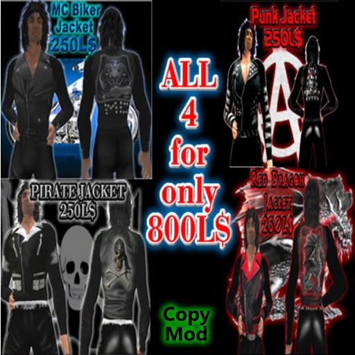 Second Life Marketplace - 4 Leather jackets Fat Pack