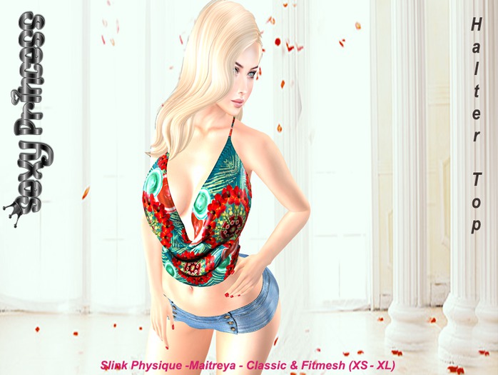 Second Life Marketplace Sexy Princess Neck Halter Top Floral