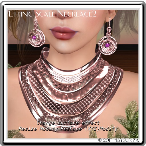 Second Life Marketplace - HAYSURIZA_Ethnic Scale Necklace2 "Rose Gold"