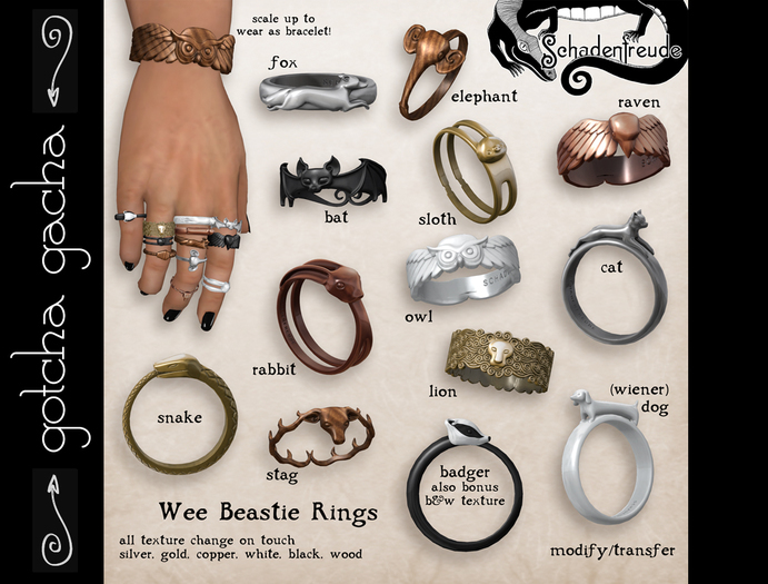 Second Life Marketplace - Schadenfreude Rabbit Wee Beastie Ring
