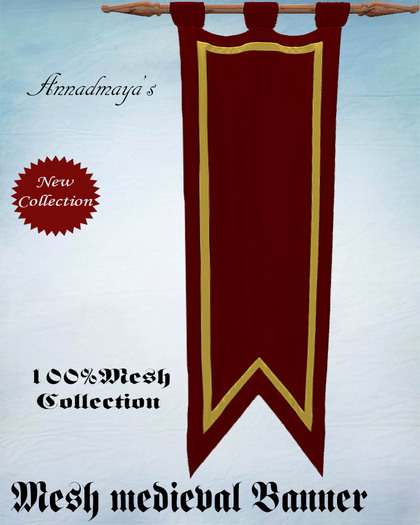 Second Life Marketplace - Mesh medieval Banner real red