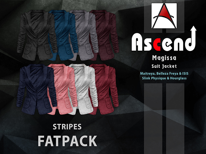 Second Life Marketplace - //Ascend// Magissa Jacket - Strips Fatpack