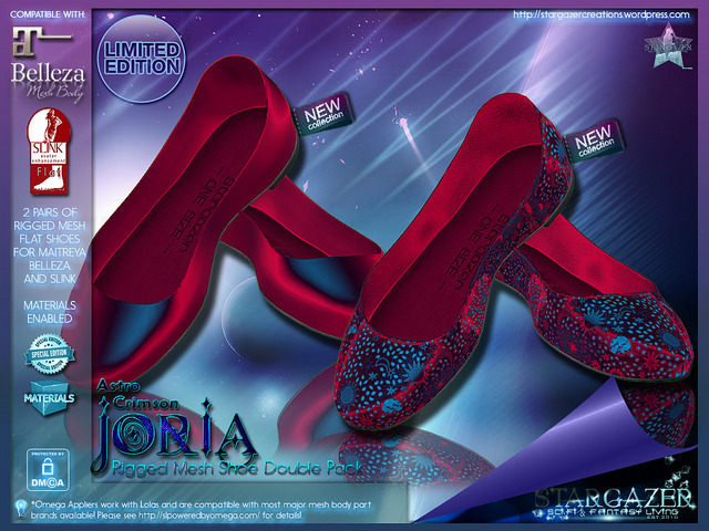 Second Life Marketplace - [Stargazer Creations] Joria Shoes - Crimson