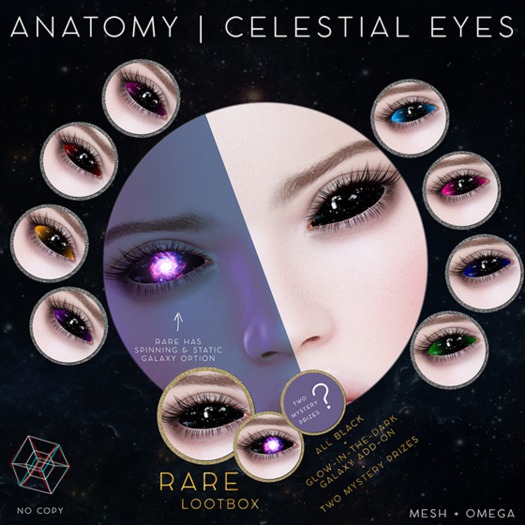 Second Life Marketplace - ANATOMY - Celestial Eyes - Common - Green Black (rez to open)