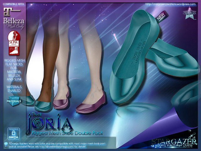 Second Life Marketplace - [Stargazer Creations] Joria Shoes - Teal