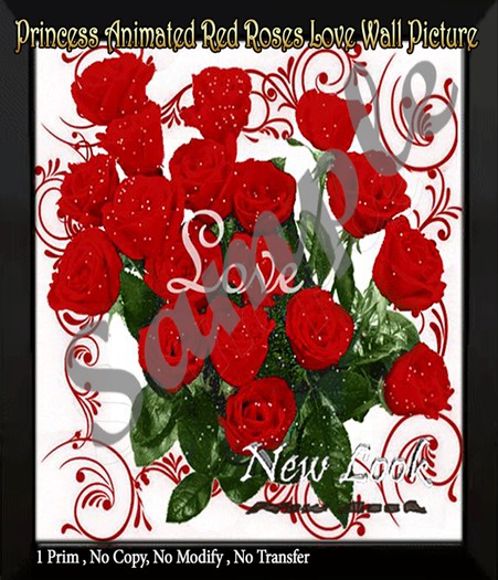 Second Life Marketplace - Princess Animated Red Roses Love Wall Picture ...