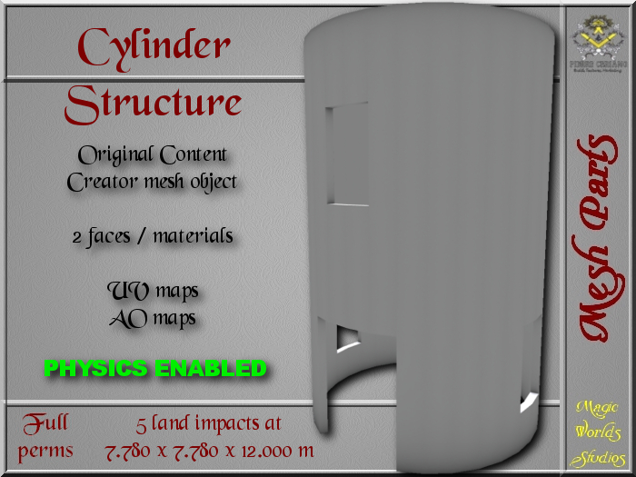 Second Life Marketplace - Cylinder structure - 5 LI - FULL PERMS Mesh
