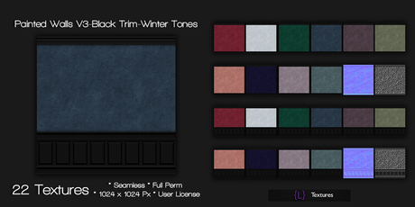 Second Life Marketplace - {L} Painted Walls V3-Black Trim-Winter Tones