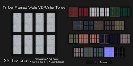 Second Life Marketplace - {L} Timber Framed Walls V2-Winter Tones