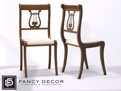 Second Life Marketplace - Fancy Decor: Lyre Chair (cream)