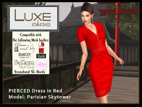Second Life Marketplace - LUXE Paris PIERCED Dress in Red