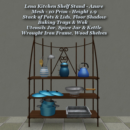 Second Life Marketplace - Lena Kitchen Shelf Stand Azure