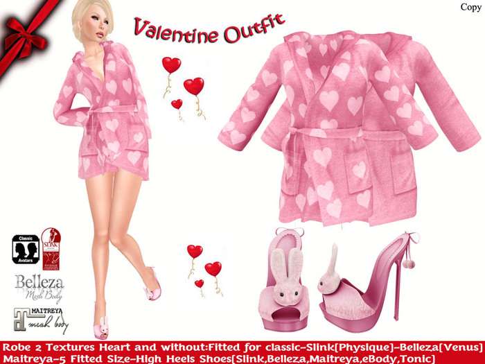Second Life Marketplace Female Valentine Outfit [valentine Robe